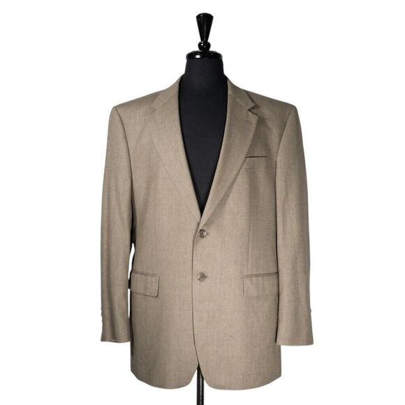 Chaps | Suits & Blazers | Chaps Ralph Lauren Mens Blazer Beige Herringbone Silk Wool Jacket ...